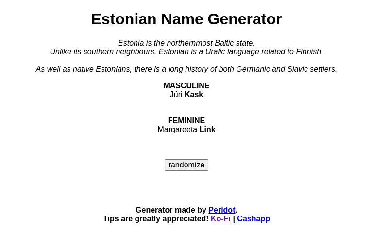 Estonian Name Generator