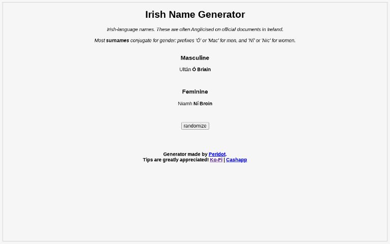 Irish Name Generator