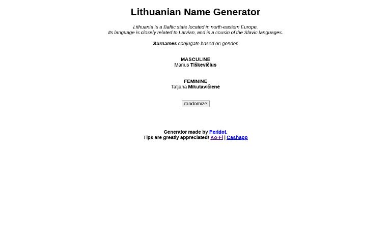 Lithuanian Name Generator