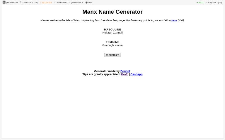 Manx Name Generator