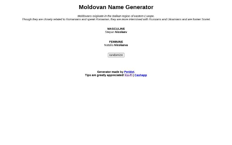 Moldovan Name Generator