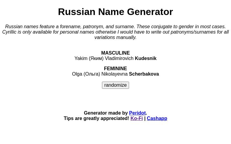 Russian Name Generator