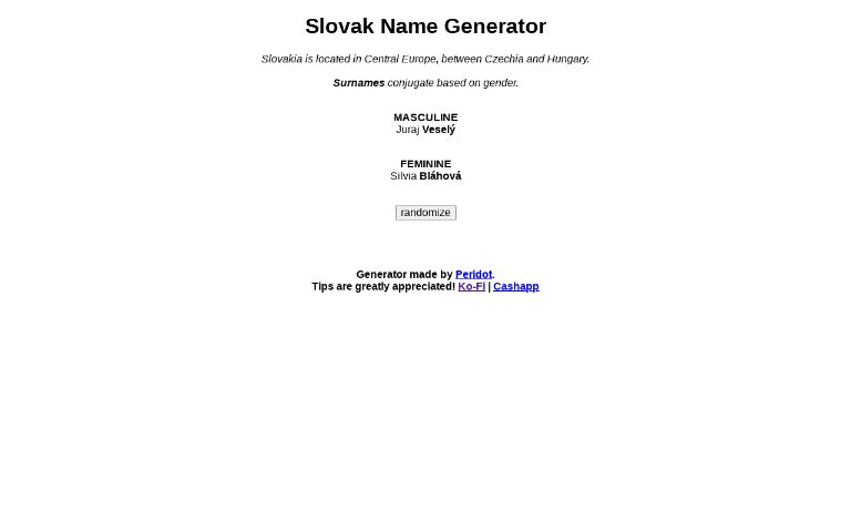 Slovak Name Generator