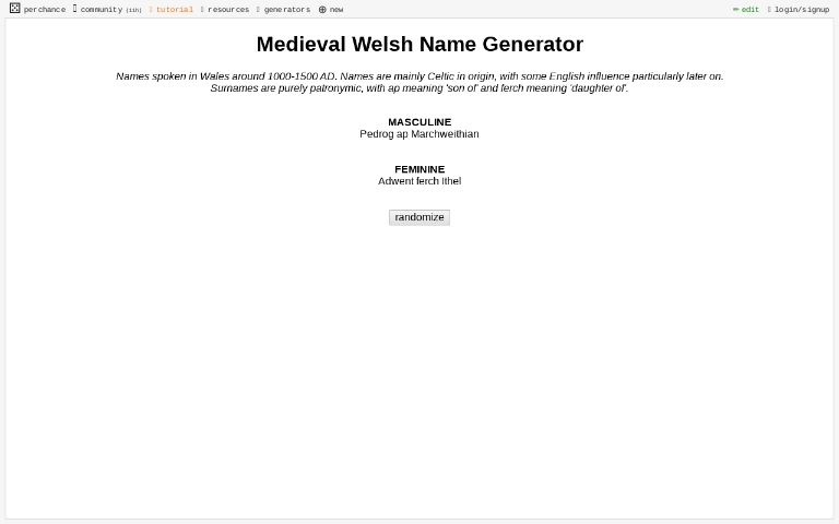 Medieval Welsh Name Generator