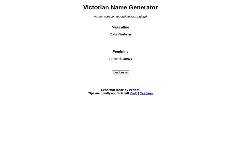 Victorian Names ― Perchance Generator