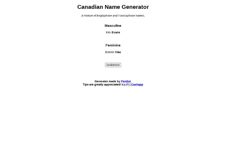 Canadian Name Generator