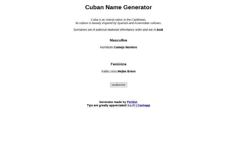 Cuban Name Generator