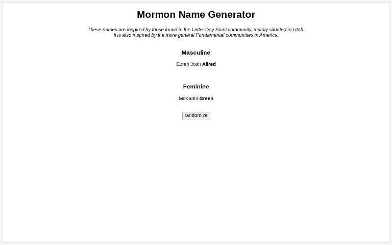 Mormon Name Generator