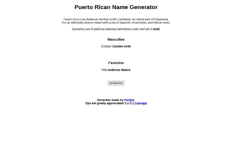Puerto Rican Name Generator