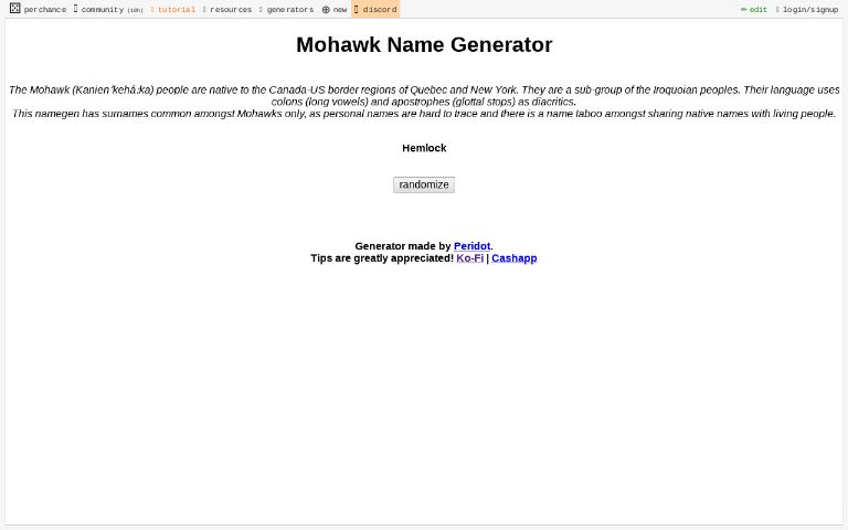 Mohawk Name Generator