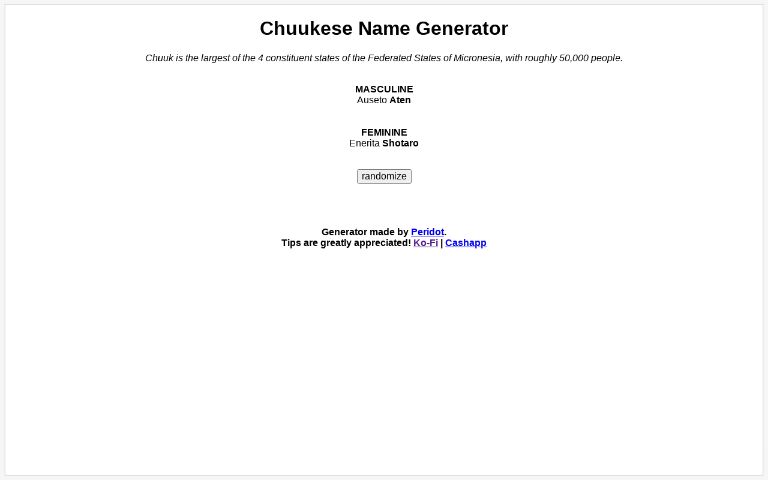 Chuukese Name Generator