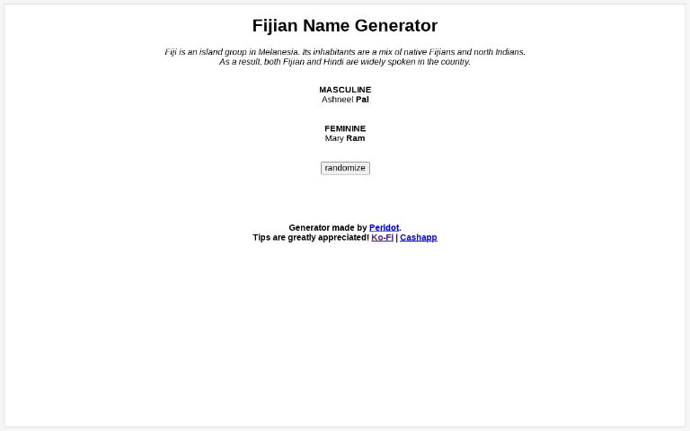 Fijian Name Generator