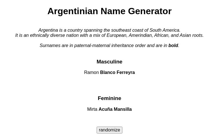 Argentinian Name Generator
