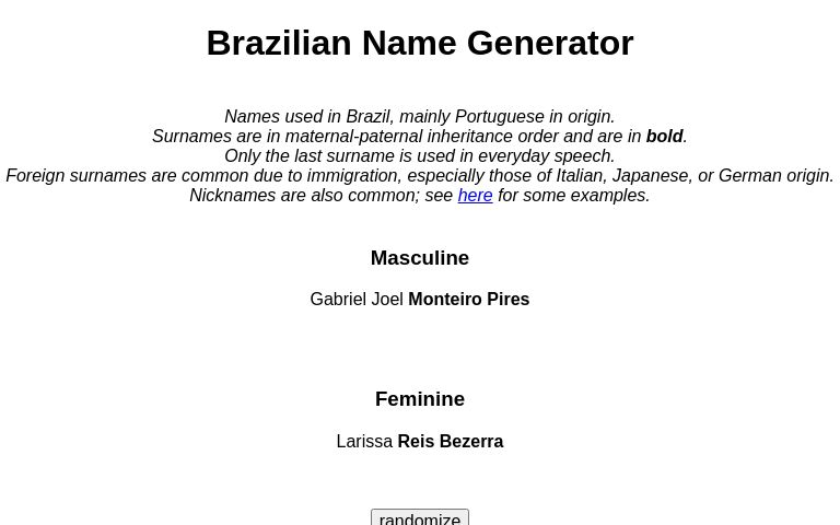 Brazilian Name Generator