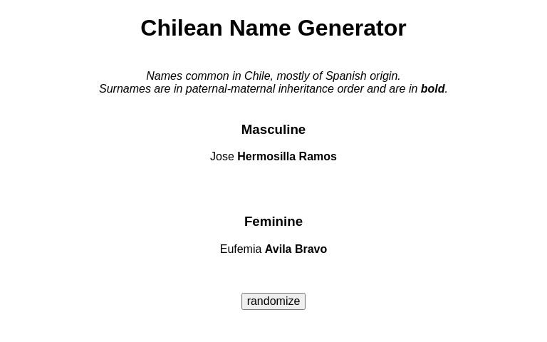 Chilean Name Generator
