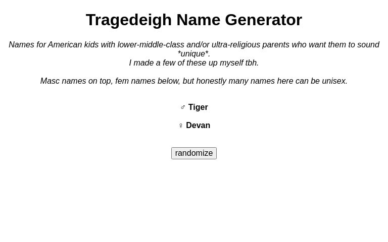 Tragedeigh Name Generator