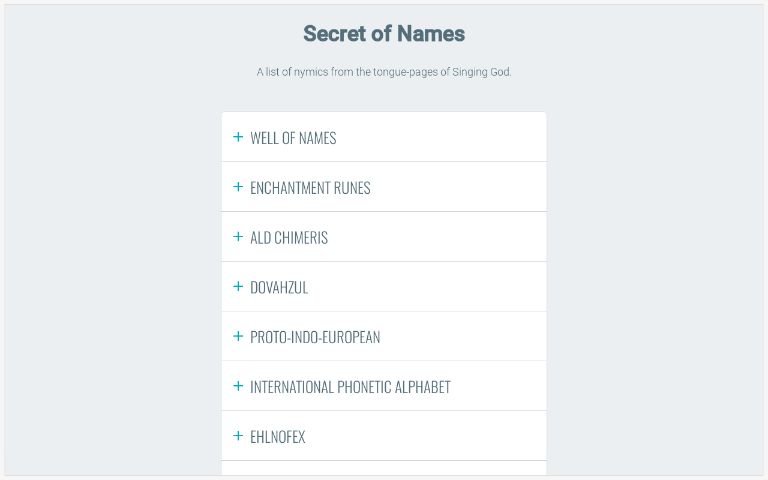 Secret of Names ― Perchance Generator