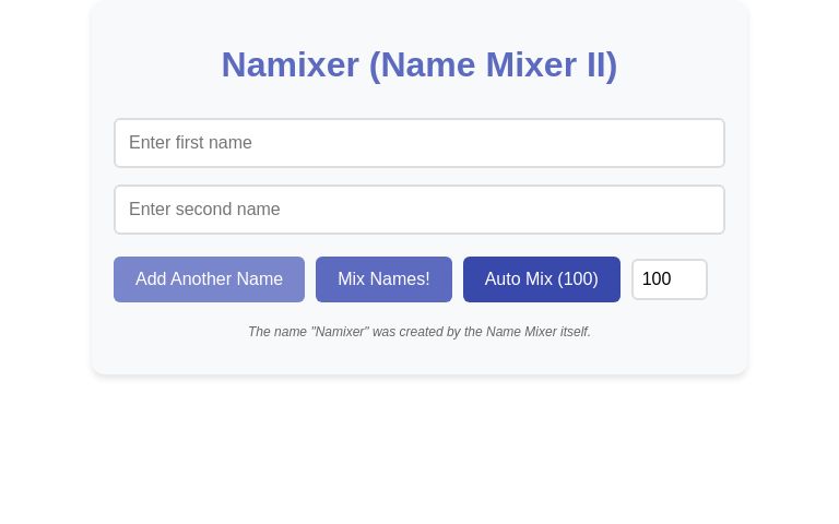 Namixer (Name Mixer II) ― Perchance Generator