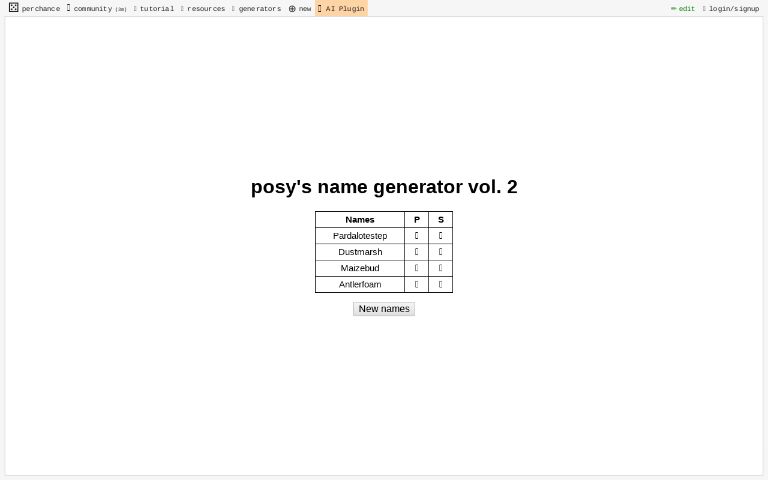 posy's name generator vol. 2