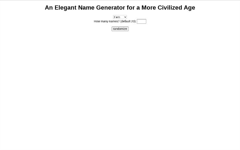 An Elegant Name Generator for a More Civilized Age