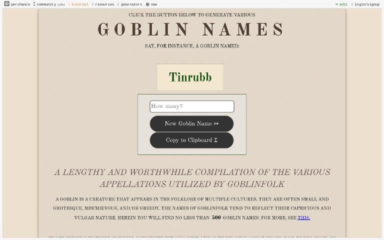 Goblin Names ― Perchance Generator