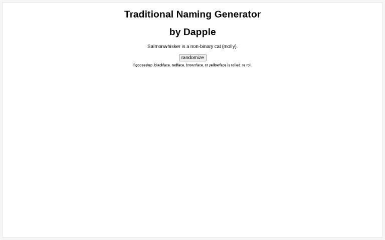 Traditional Naming Generator