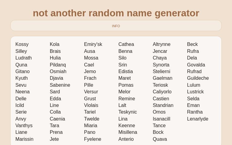 not another random name generator