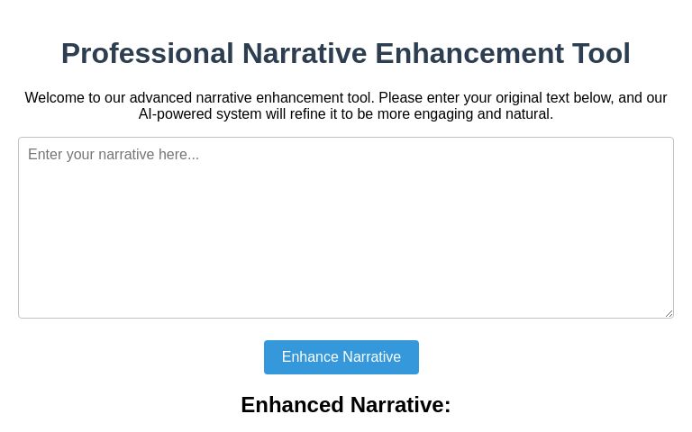 Professional Narrative Enhancement Tool ― Perchance Generator