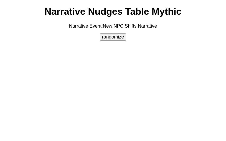 Narrative Nudges Table Mythic ― Perchance Generator