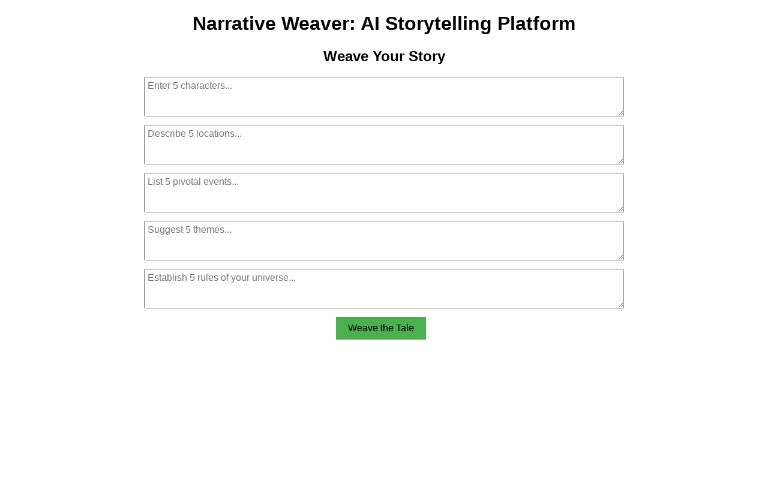 Narrative Weaver: AI Storytelling Platform ― Perchance Generator