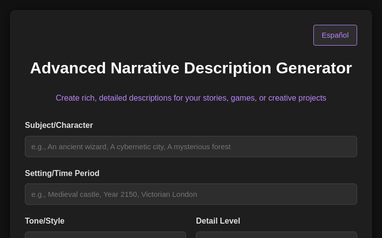 Advanced Narrative Description Generator