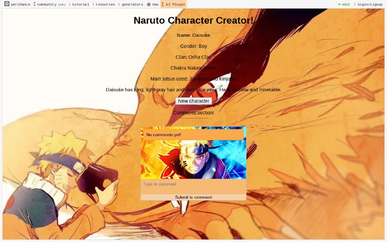 Naruto Character Creator! ― Perchance Generator