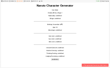 Naruto Character Generator