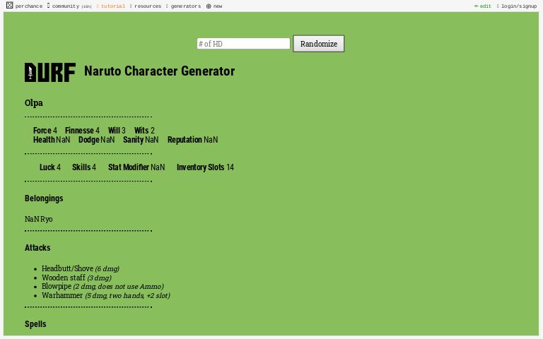Naruto Character Generator