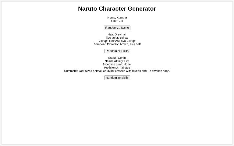 Naruto Character Generator