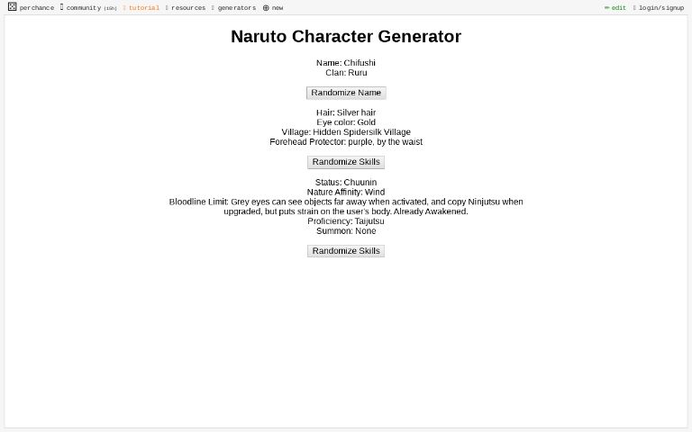 Naruto Character Generator