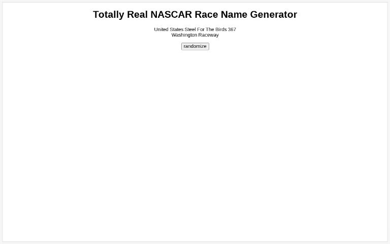 Totally Real NASCAR Race Name Generator