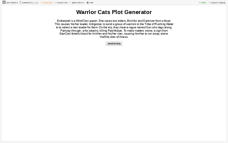 Warrior Cats Plot Generator