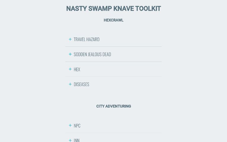 NASTY SWAMP KNAVE TOOLKIT ― Perchance Generator