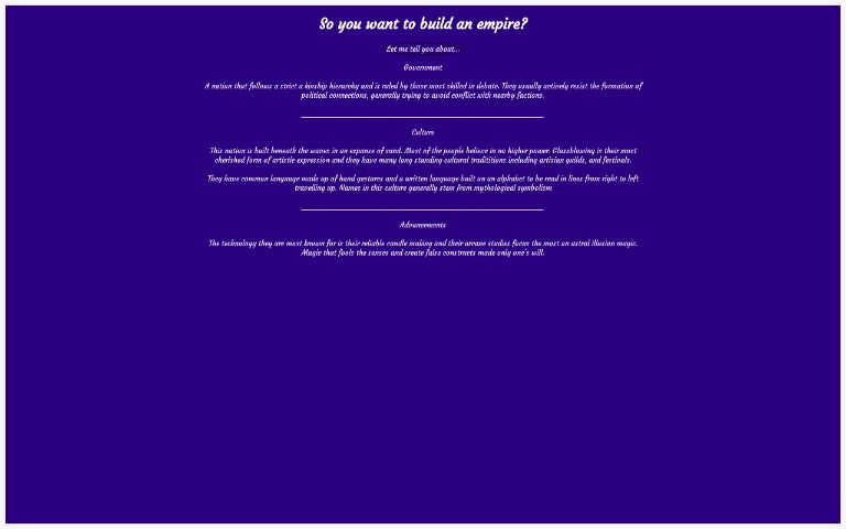 So you want to build an empire? ― Perchance Generator
