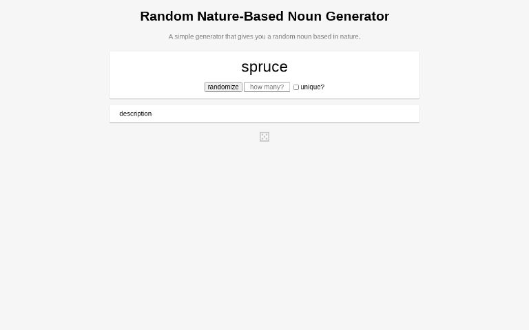 Random Nature-Based Noun Generator