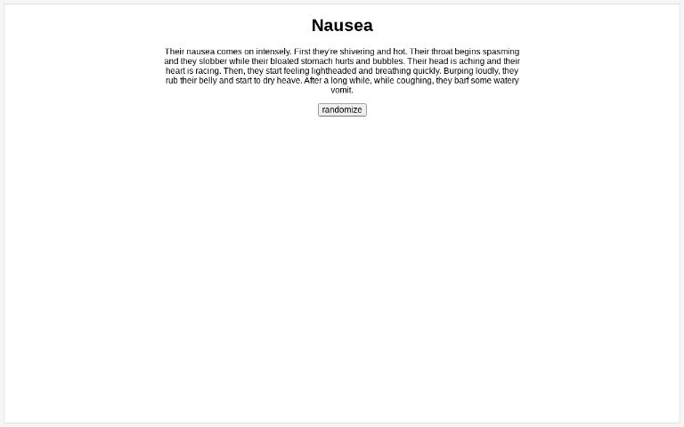 Nausea ― Perchance Generator