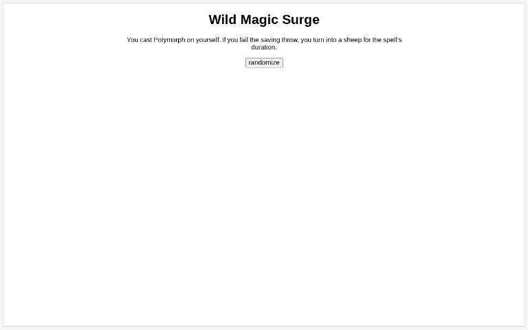 Wild Magic Surge ― Perchance Generator