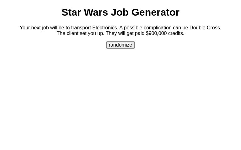 Star Wars Job Generator