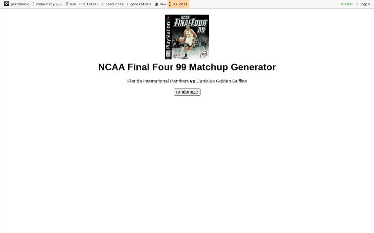 NCAA Final Four 99 Matchup Generator