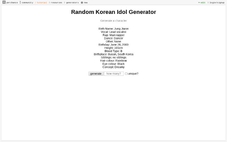 Random Korean Idol Generator