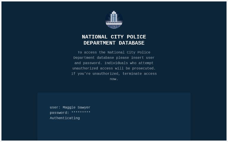 NATIONAL CITY POLICE DEPARTMENT DATABASE ― Perchance Generator