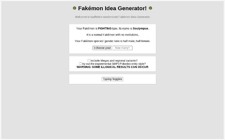 Fakémon Idea Generator!