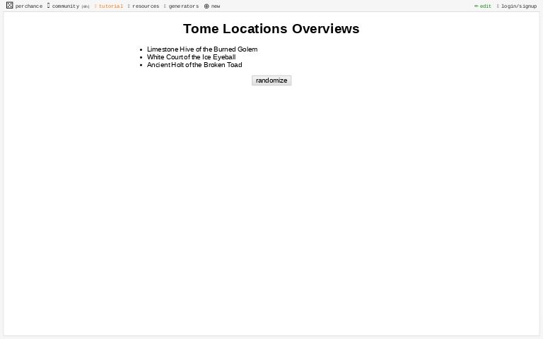 Tome Locations Overviews ― Perchance Generator