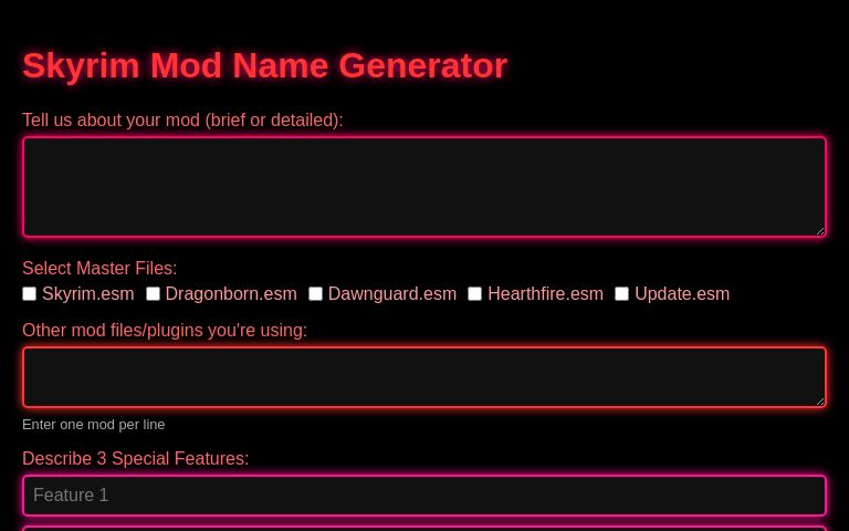 Skyrim Mod Name Generator